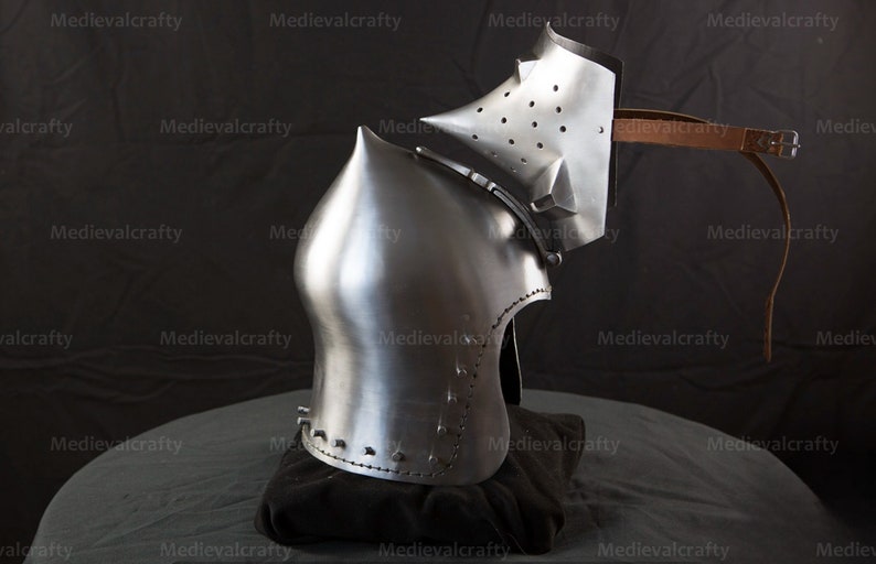 18 Gauge Medieval Onion Top Bascinet Helmet Medieval Klappvisor Helmet ...