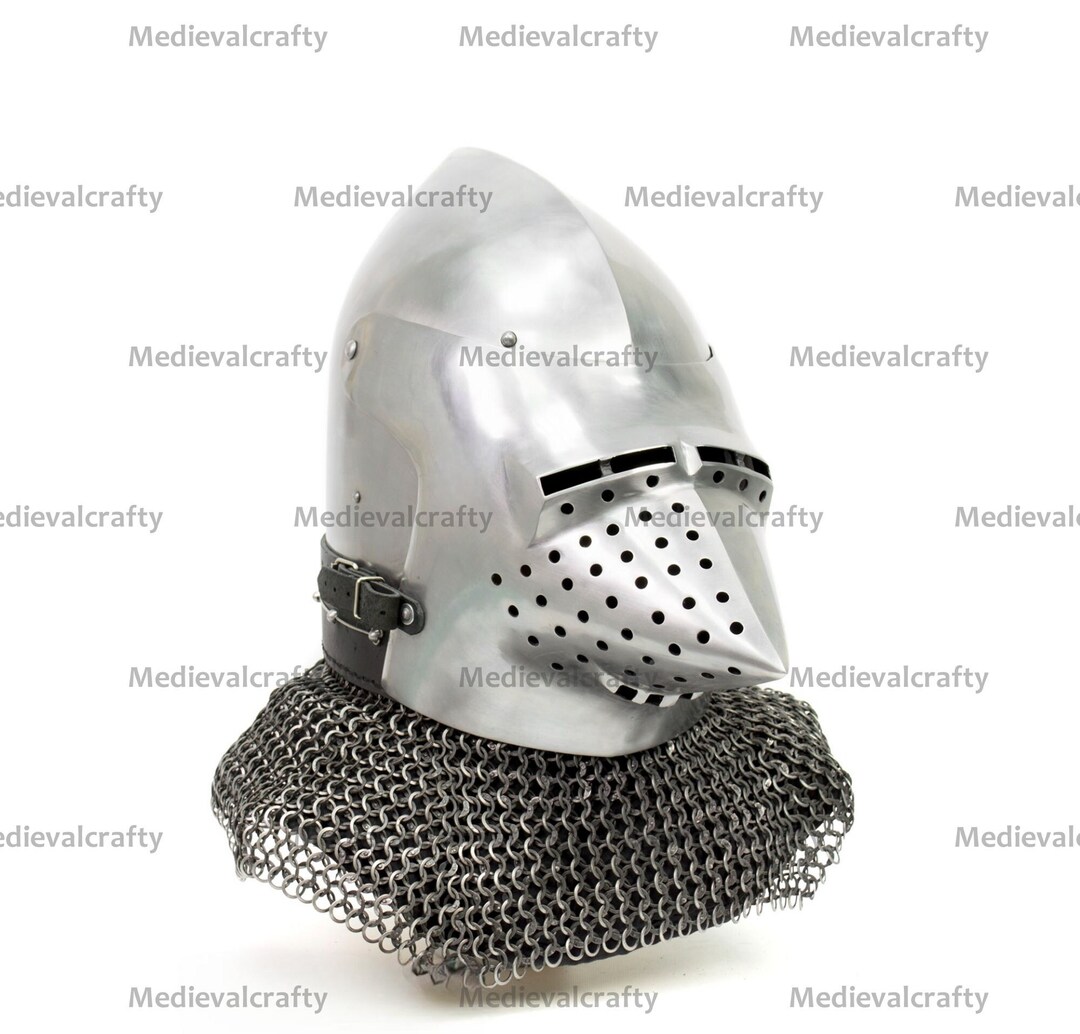 16GA Medieval Bacinet Klappvisor Helmet Medieval Houndskull Bascinet Helmet Medieval Heavy ...