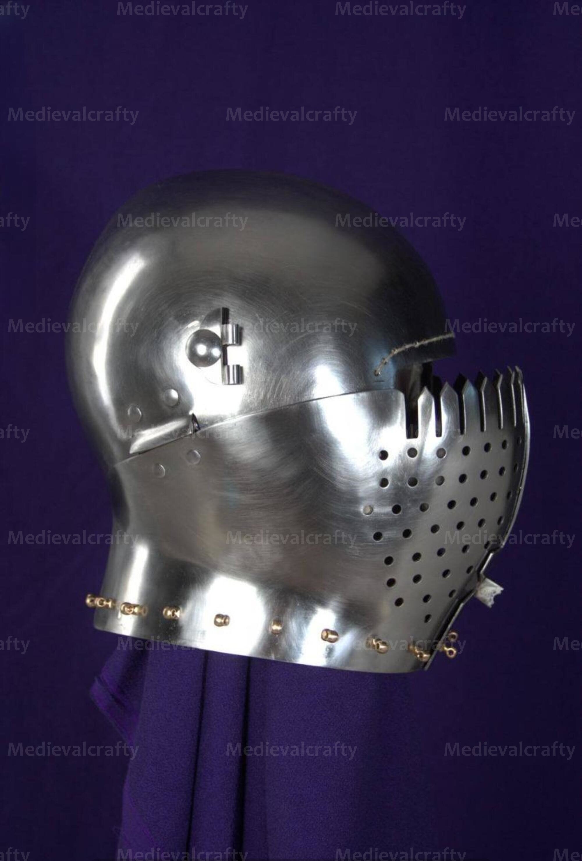 18 Gauge Medieval Bascinet Visor Helmet Medieval Armet Closed Helmet ...