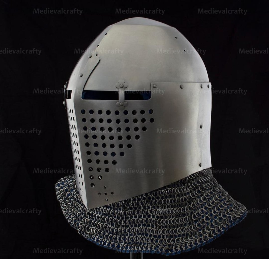 14 Gauge Medieval Crusader Helmet Medieval Great Helmet Medieval ...