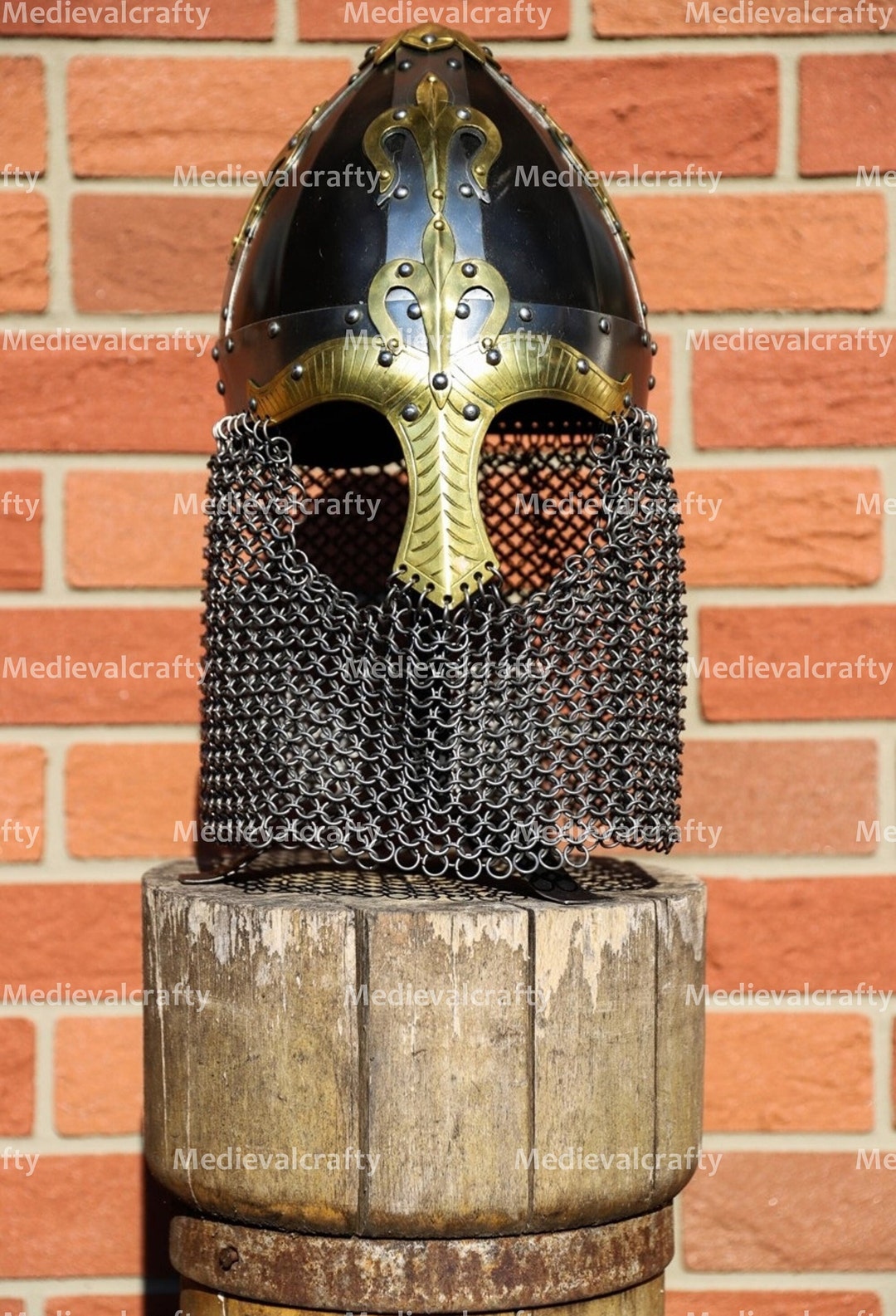 18 Gauge Medieval New Designed Viking Helmet With Golden Crosses ...