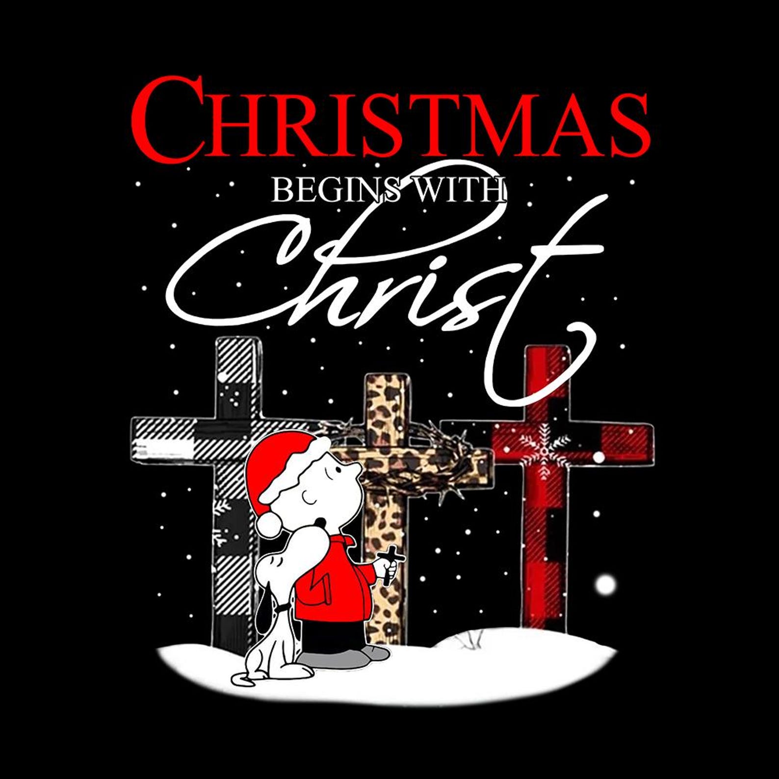 Santa Charlie Brown and Snoopy Christmas Begins With Christ PNG ...