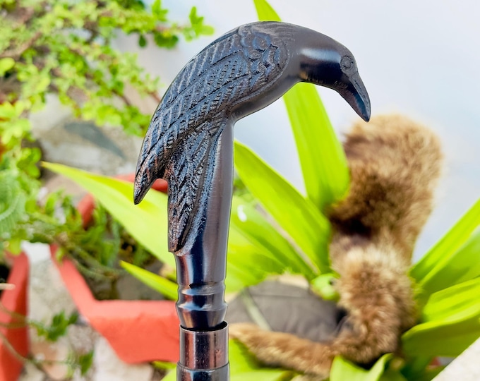 Victorian RAVEN Handcrafted Walking Stick Cane, Raven Crow Handle ...