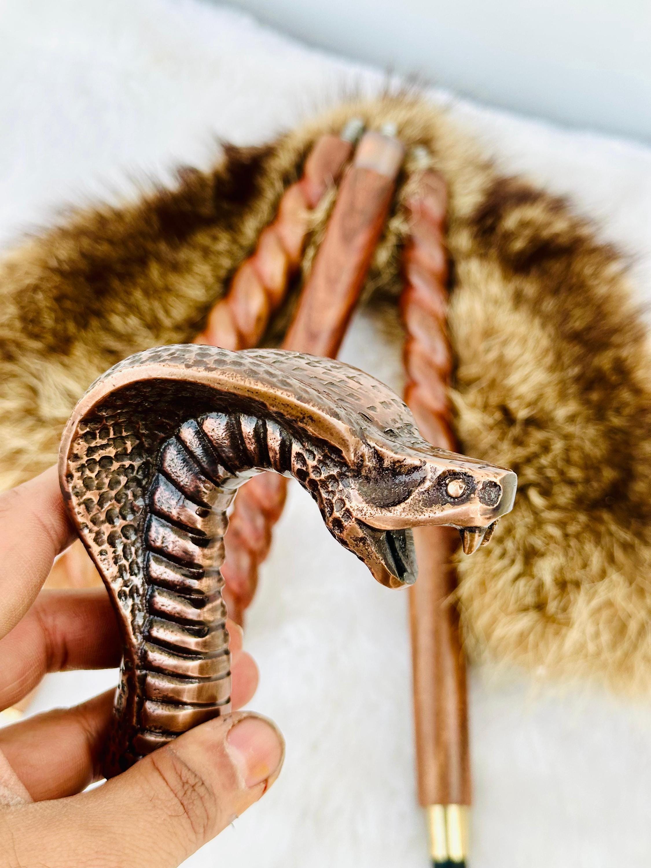 Elegant Cobra Head Walking Stick, Cobra Head Wooden Cane, Luxury Cobra ...