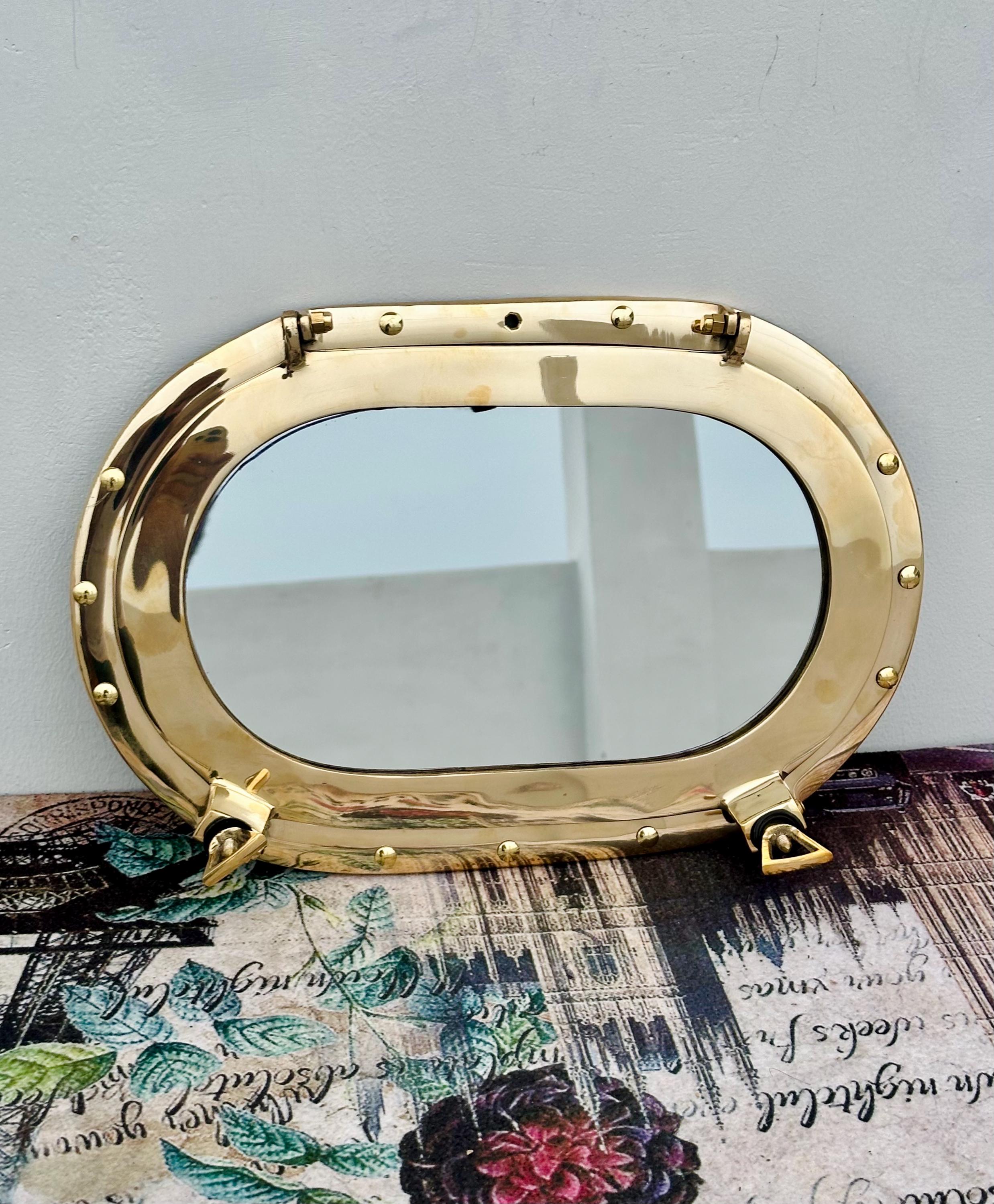 Brass Oval Porthole Mirror, Brass Ship Mirror Porthole, Nautical Window ...