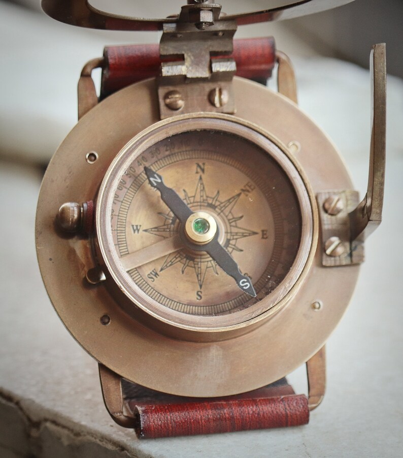 Personalized Hand Watch Compass, Men's Bracelet Leather Compass Watch ...