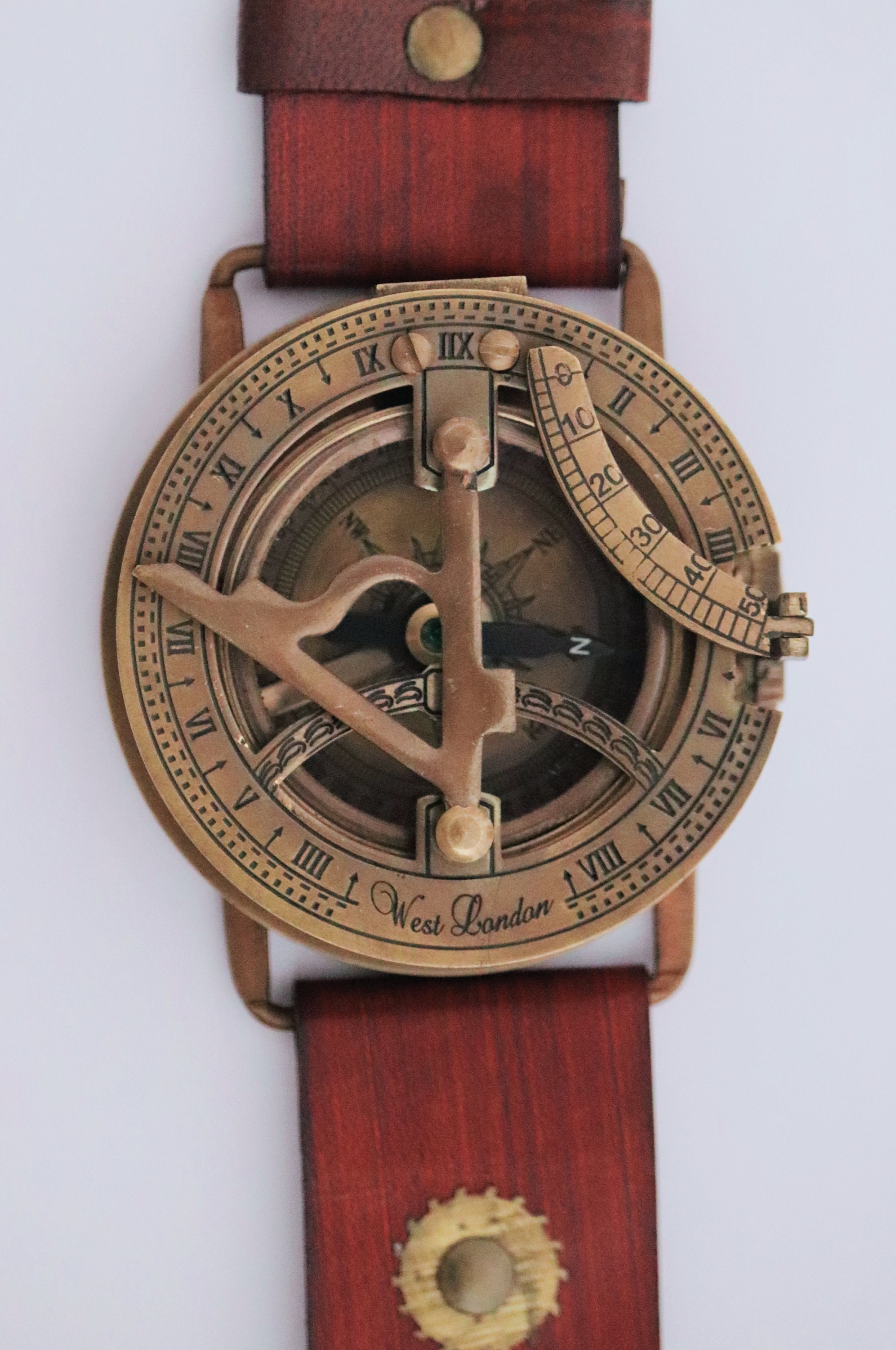 Personalized Hand Watch Compass, Men's Bracelet Leather Compass Watch ...