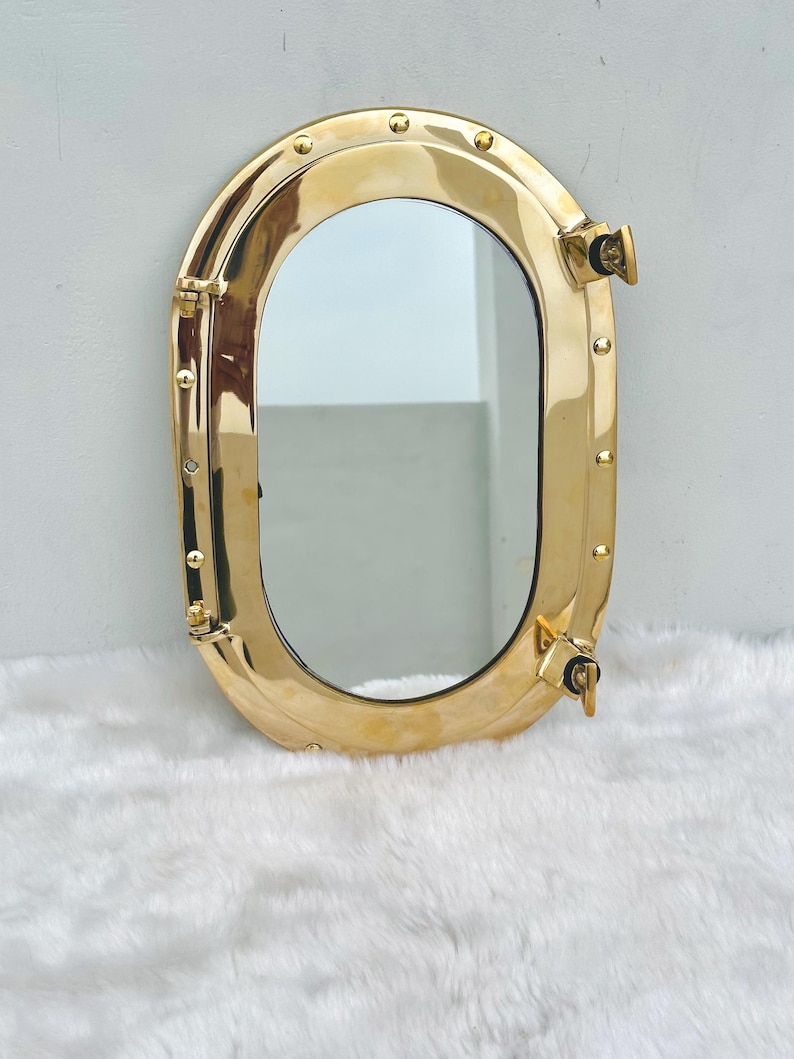 Brass Oval Porthole Mirror, Brass Ship Mirror Porthole, Nautical Window ...