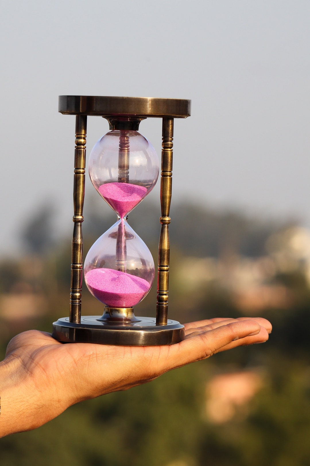 Vintage Brass Sand Timer With Compass || Antique Maritime Hourglass ...