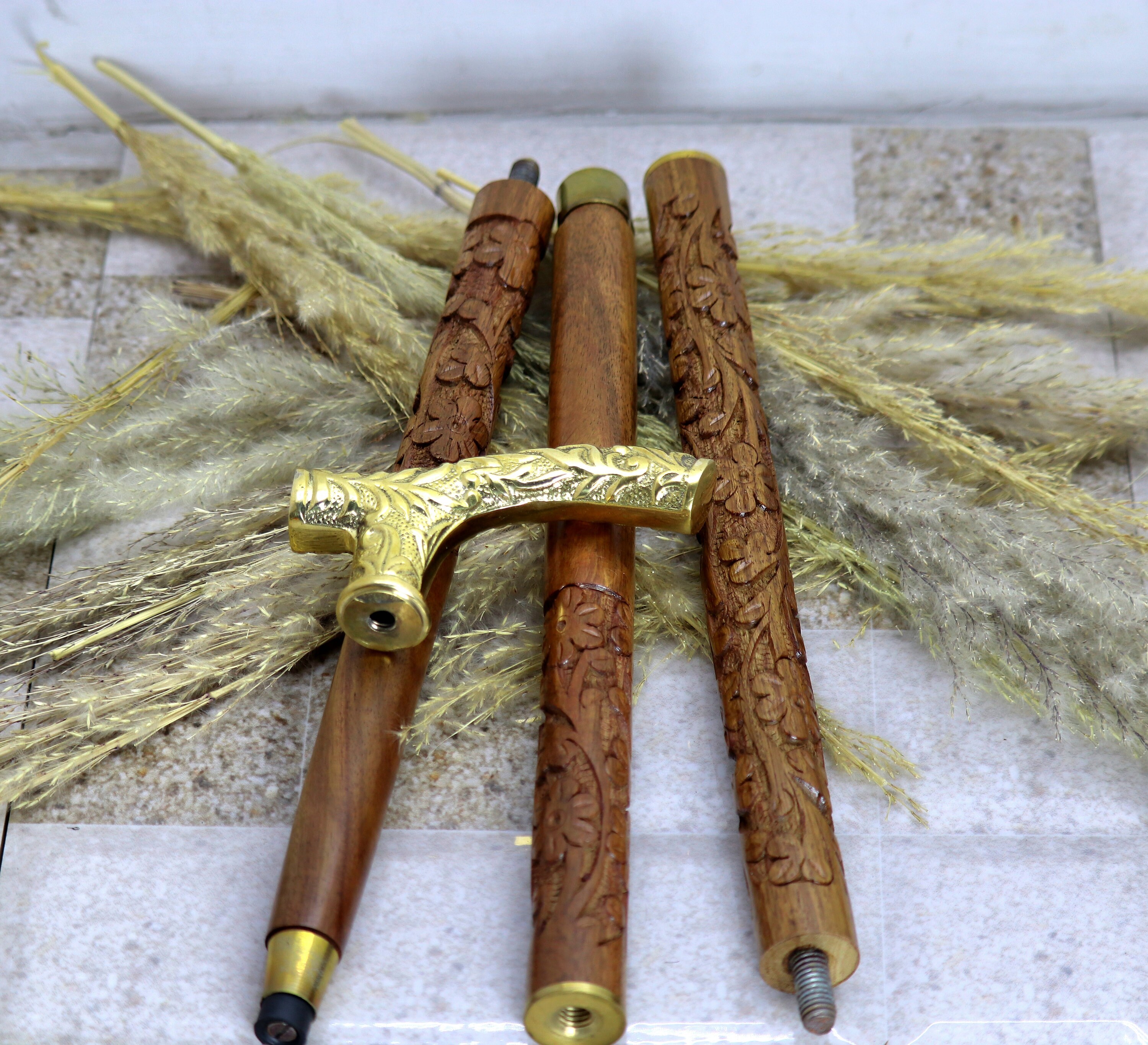 Royal Walking Stick Head Handle Special Carving Design Wooden Walking ...