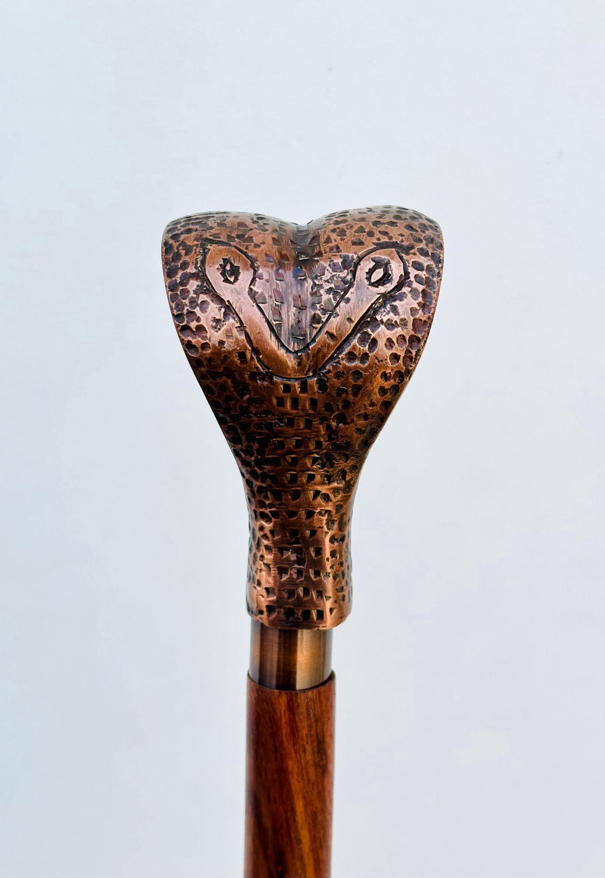 Elegant Cobra Head Walking Stick, Cobra Head Wooden Cane, Luxury Cobra ...