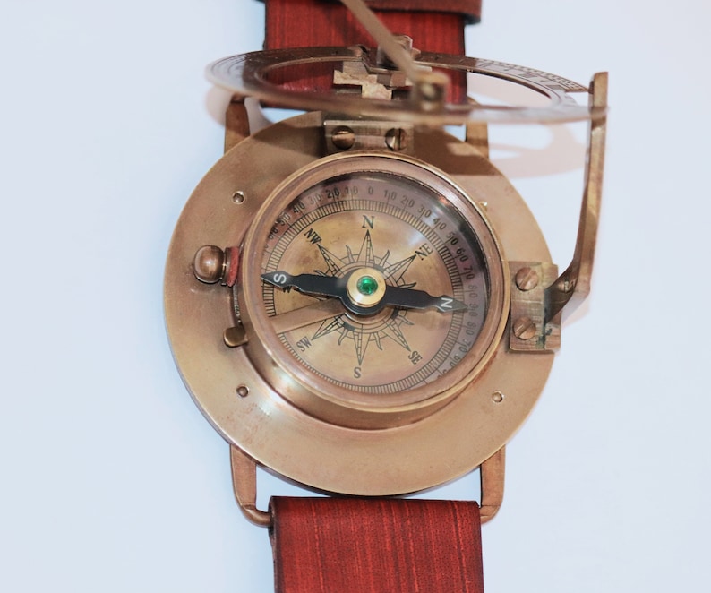 Personalized Hand Watch Compass, Men's Bracelet Leather Compass Watch ...