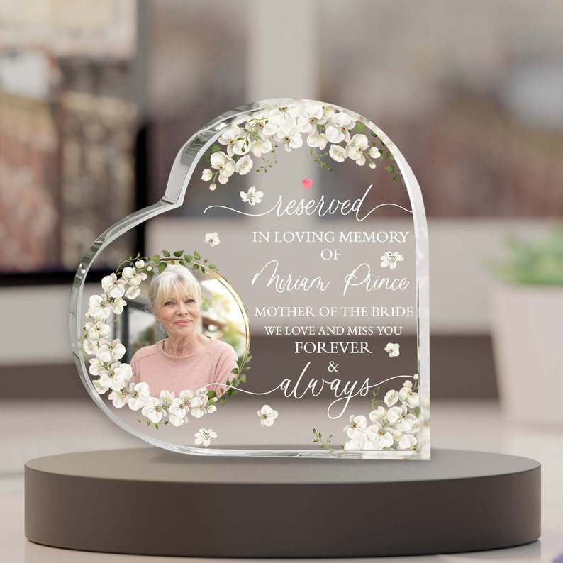 Personalized Photo in Loving Memory Heart Acrylic Plaque, Wedding ...