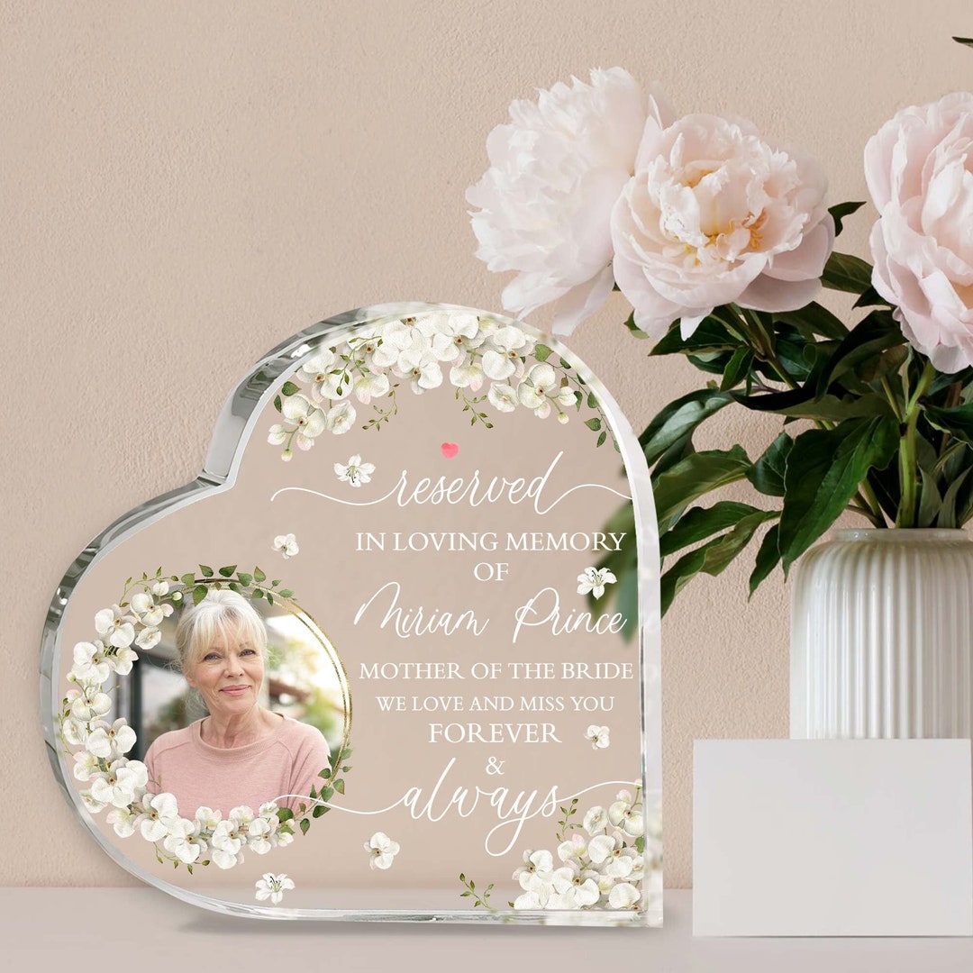 Personalized Photo in Loving Memory Heart Acrylic Plaque, Wedding ...