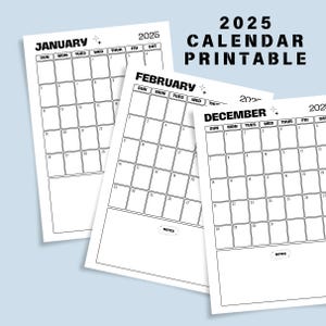 2025 Calendar Printable Instant Download, Monthly Calendar, Desk and ...
