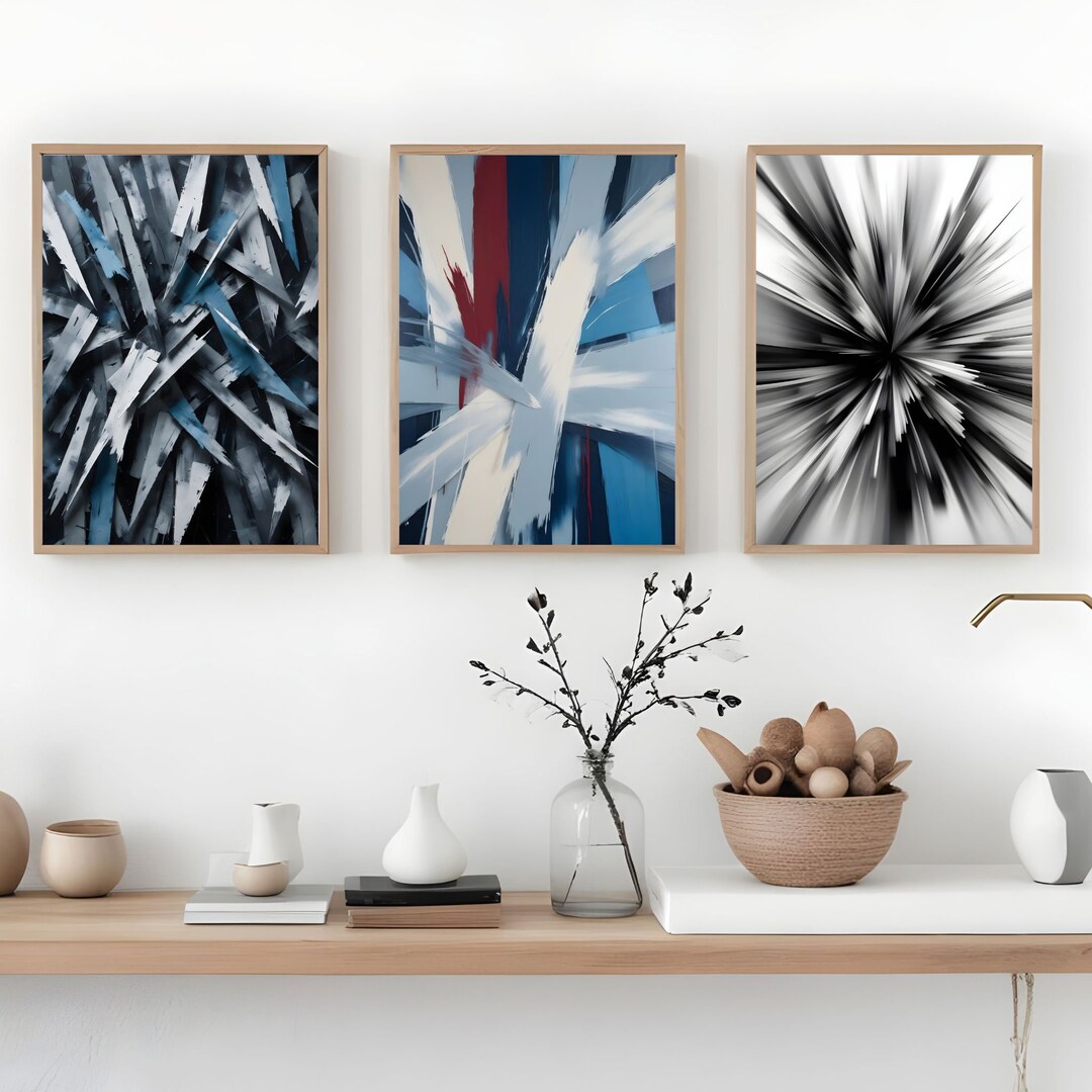 Modern Minimal Gallery Wall Art Set of 3, Abstract Art Bedroom Decor ...
