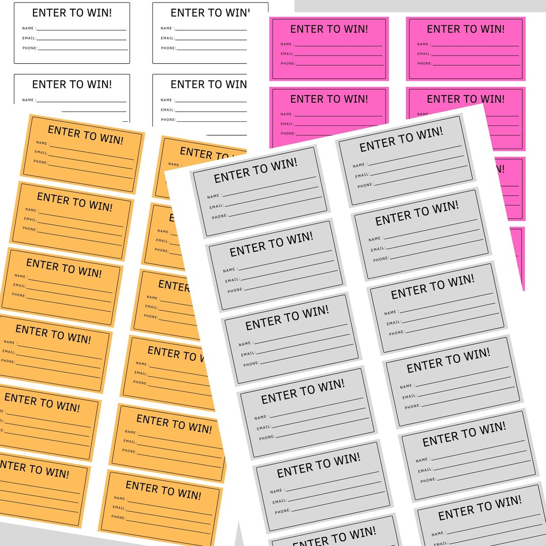 Printable Raffle Tickets, Enter to Win Tickets, Printable Enter to Win ...
