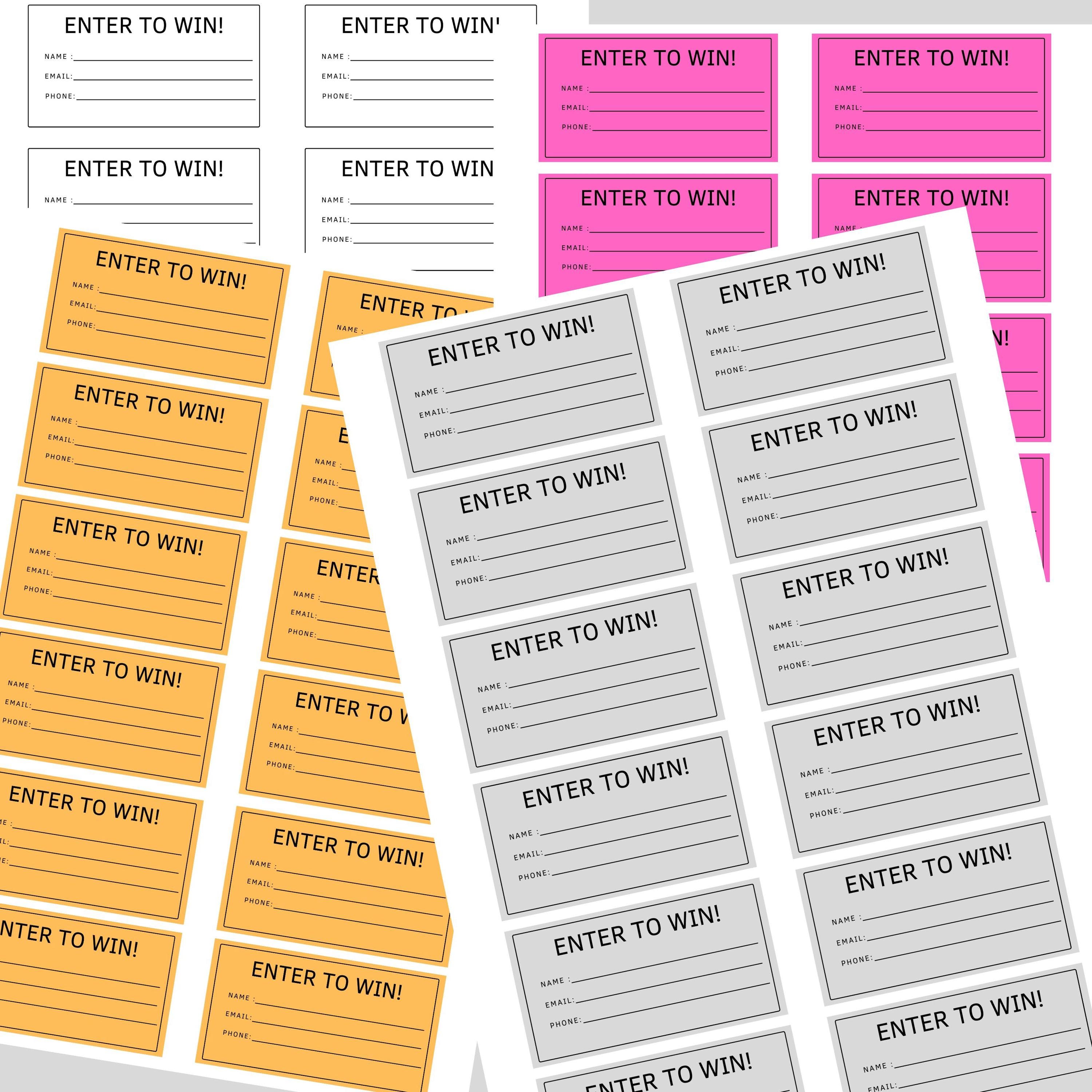 Printable Raffle Tickets, Enter to Win Tickets, Printable Enter to Win ...