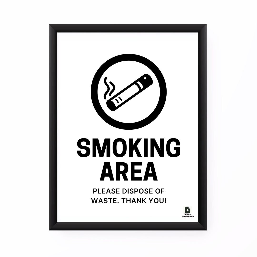 Smoking Area Sign Print Printable Instant Digital Download - Etsy