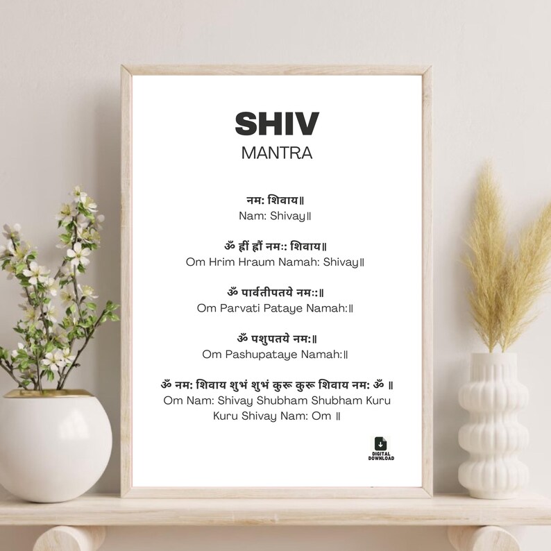 Om Namah Shivay Mantra Poster, Shiva Mantra Art, Hindu Wall Art ...
