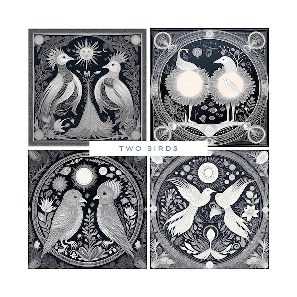 Stylized Birds - Etsy