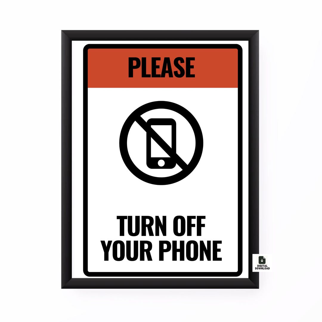 Simple Minimalist Turn off Your Phone Sign Print Printable Instant ...