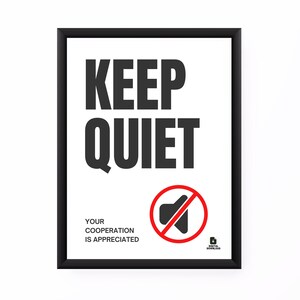 Keep Quiet Sign Print Printable Instant Digital Download - Etsy