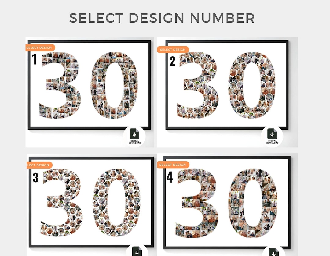 30th Birthday Photo Collage Template, Number 30 Collage, 30th Collage ...