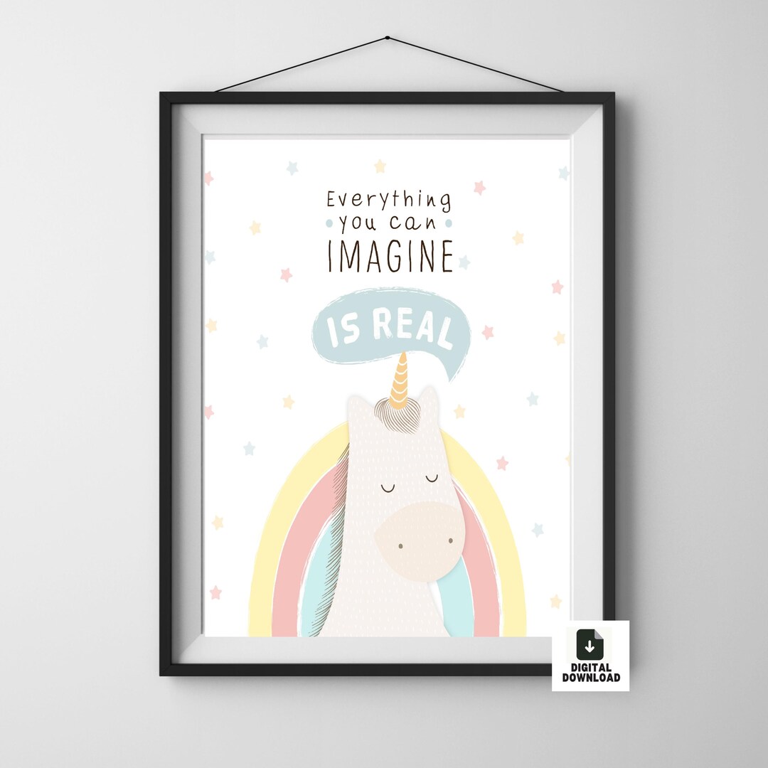 Everything You Can Imagine is Real A Cute Unicorn With Golden Horn ...