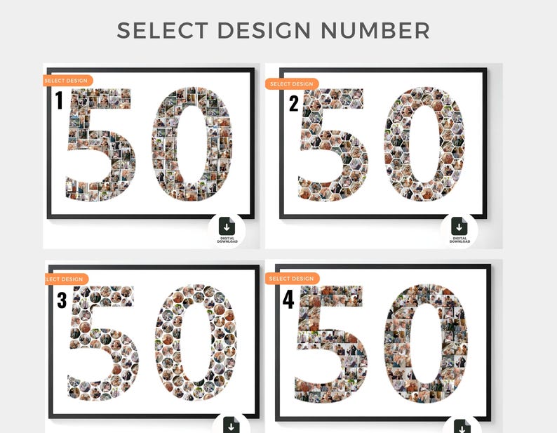 50th Birthday Photo Collage Template, Number 50 Collage, 50th Collage ...