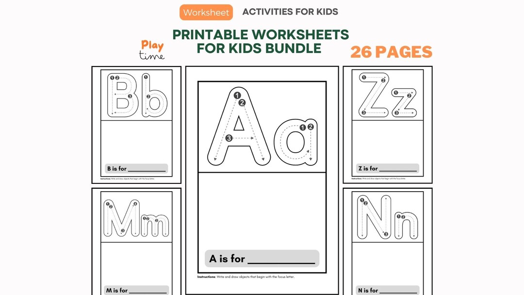 26 Alphabet Worksheet Bundle, Learning Bundle, Printable Worksheets ...