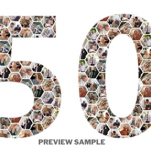 50th Birthday Photo Collage Template, Number 50 Collage, 50th Collage ...
