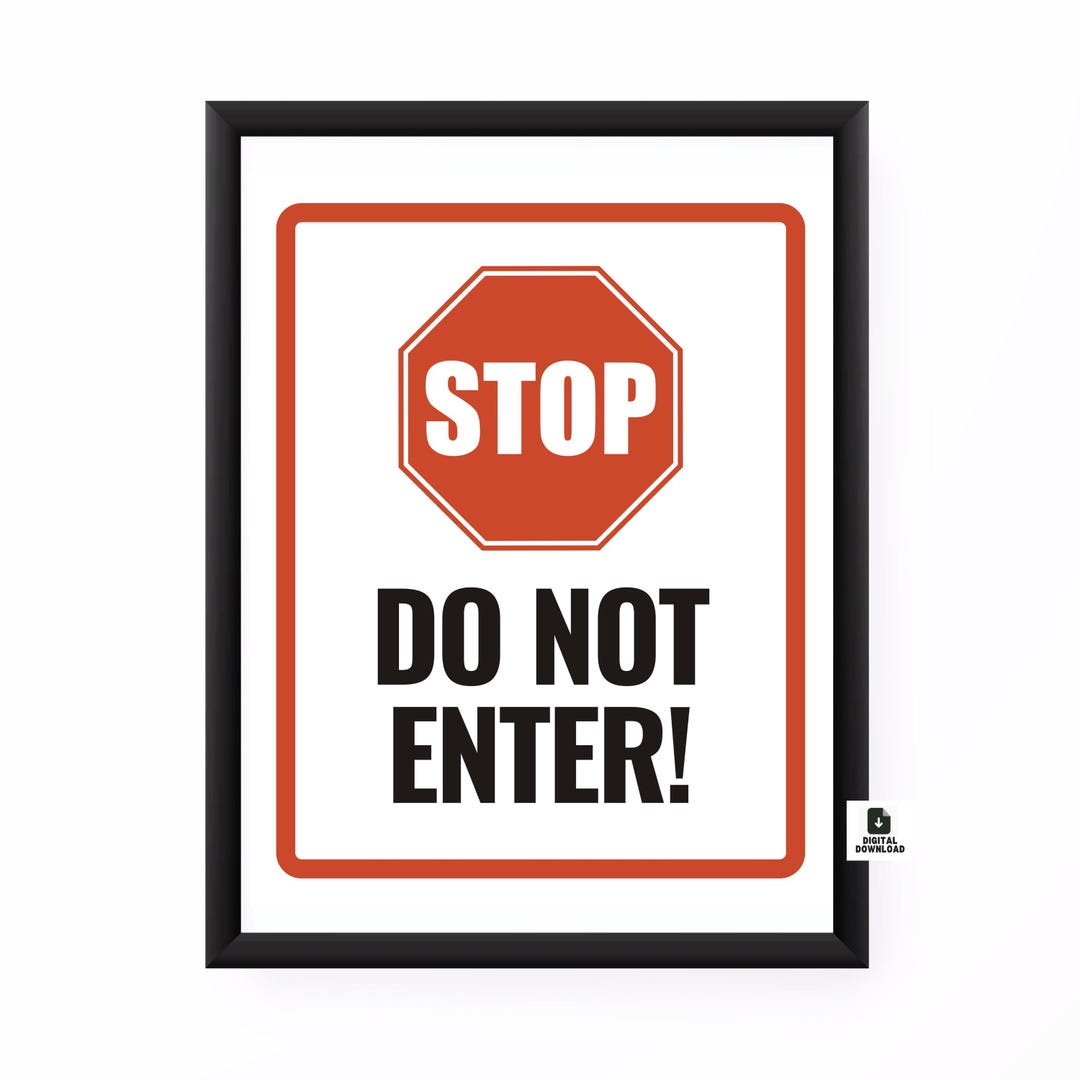 Red White Simple Minimalist Stop Do Not Enter Sign Poster Print ...