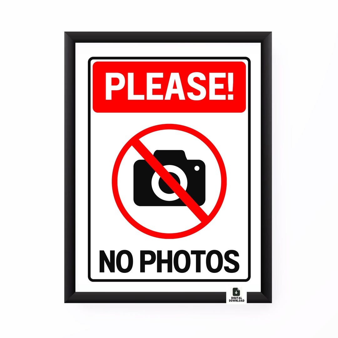 Please No Photos Sign Poster Print Printable Instant Digital Download ...