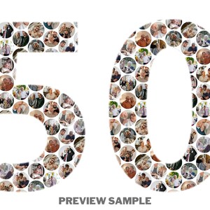 50th Birthday Photo Collage Template, Number 50 Collage, 50th Collage ...