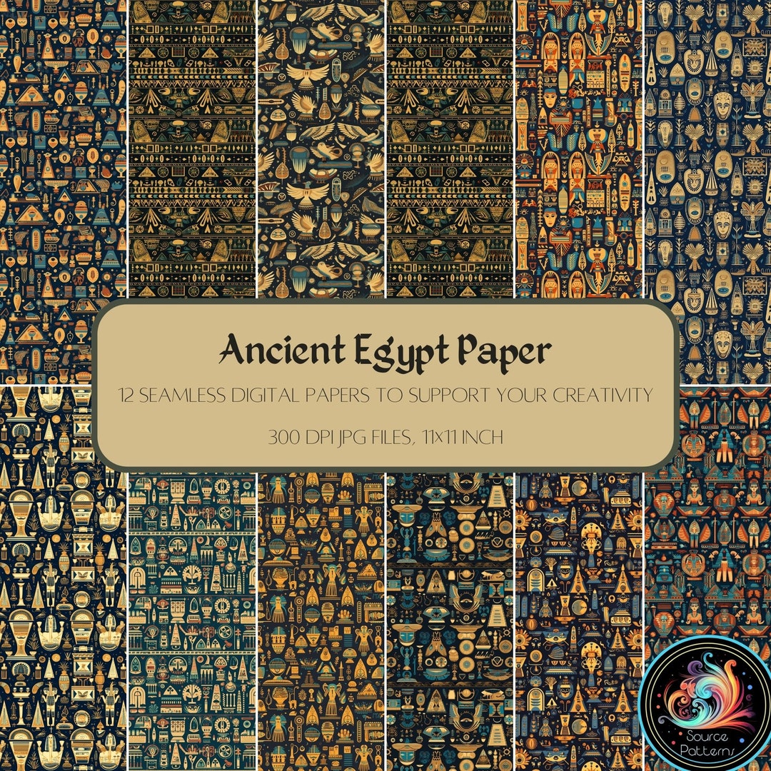 Egypt Pattern Collection, Digital Paper for DIY Projects 12-PACK ...