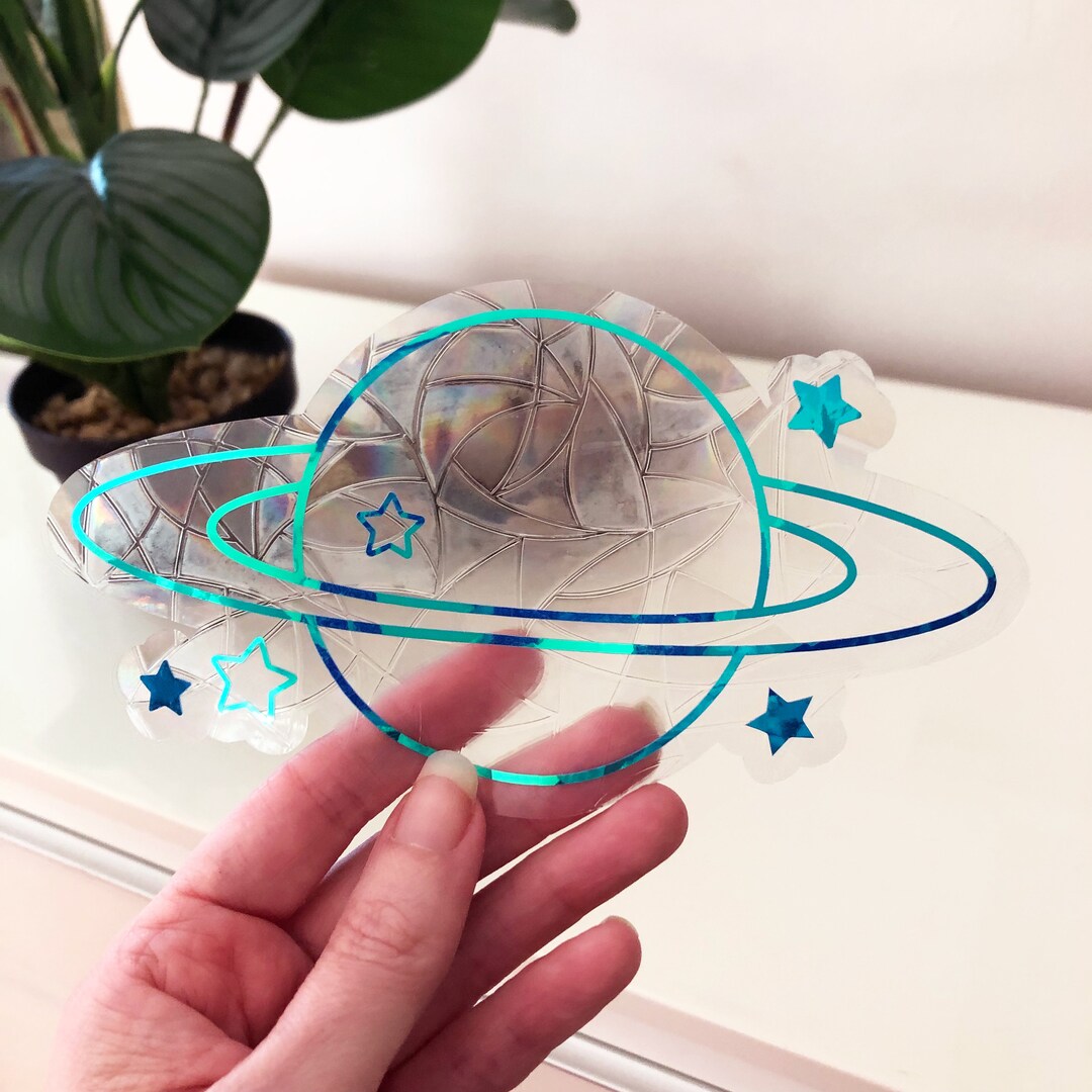 Celestial Planet Suncatcher, Window Decal, Suncatcher Sticker, Rainbow ...