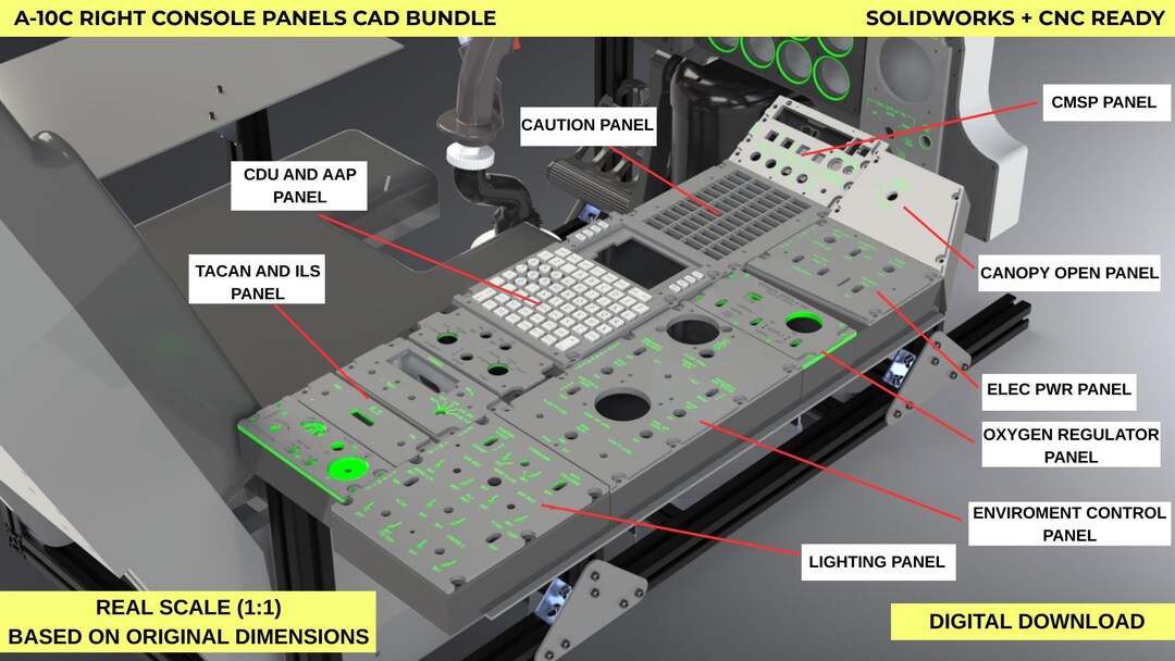 A-10C Right Console Panels CAD Bundle for DCS Flight Simulator (digital ...