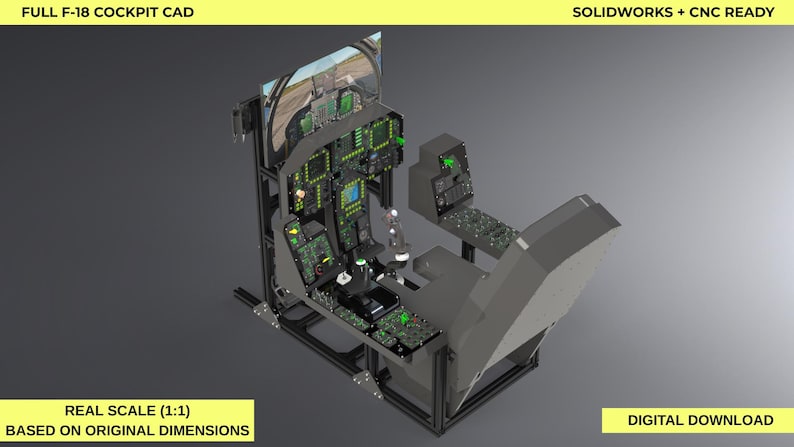 F/A-18 Complete Cockpit Panel Set – FULL Flight Simulator Builder CAD ...