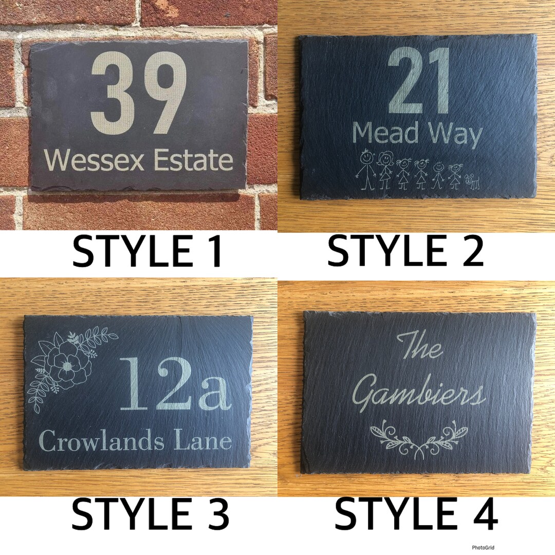 Black Slate House Number Plaque - Etsy UK