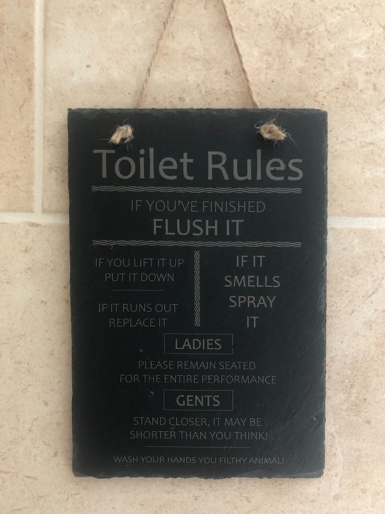 Toilet Rules Slate Plaque - Etsy