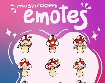 35 Cute Chibi Kawaii Mushroom Twitch Discord Mixer Youtube Emotes ...