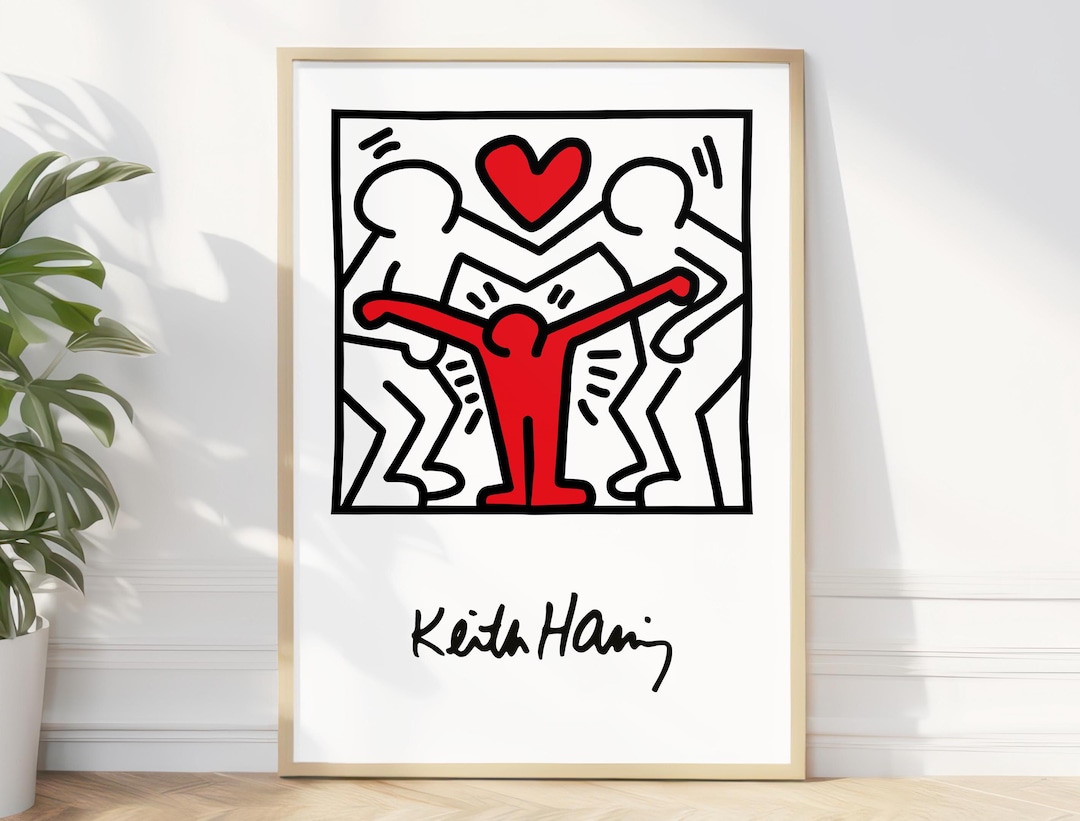Keith Haring Love Print, Colorful Heart Poster, Pop Culture Wall Art ...