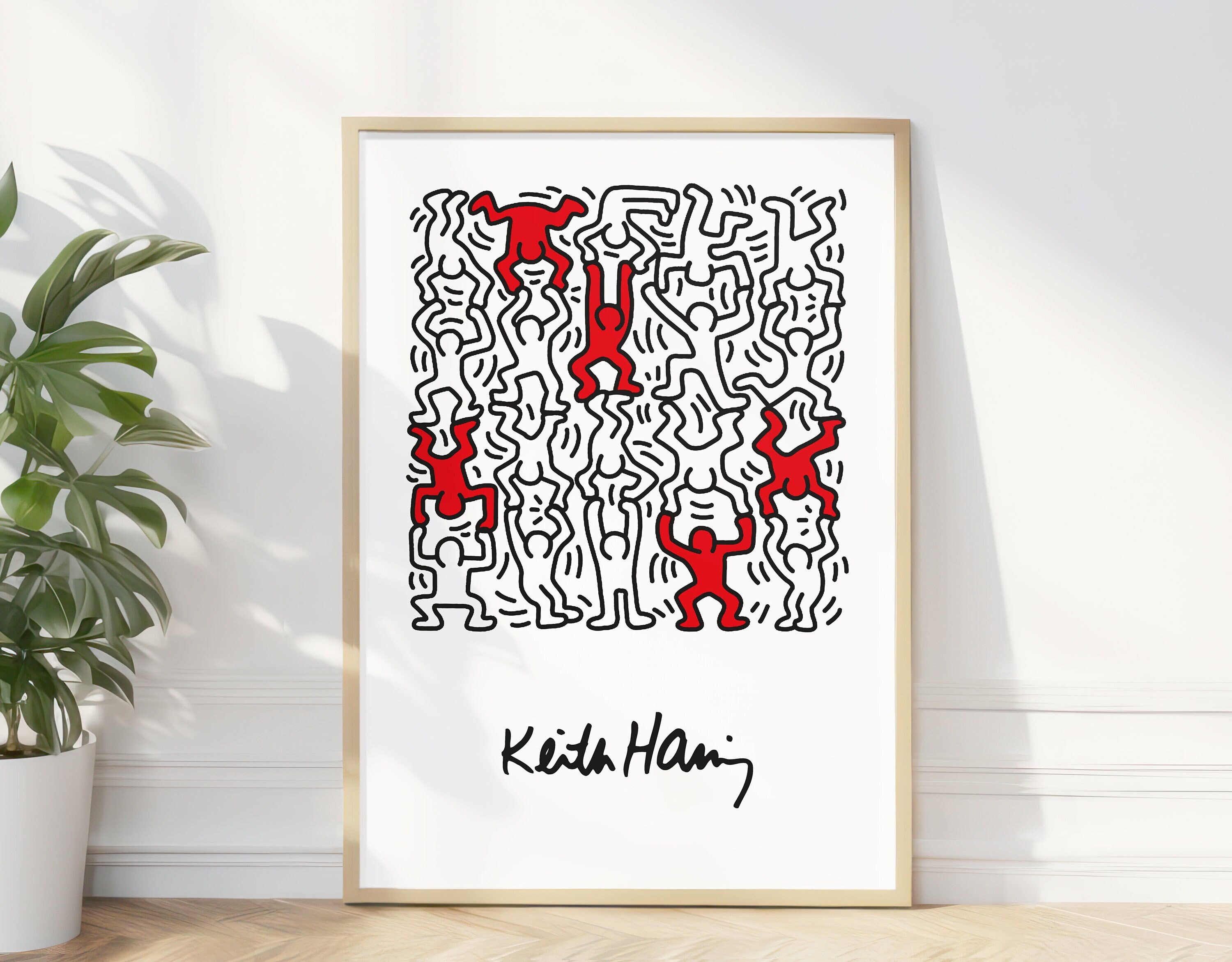 Keith Haring Red Poster, Funny Pop Art Print, Digital Printable Wall ...