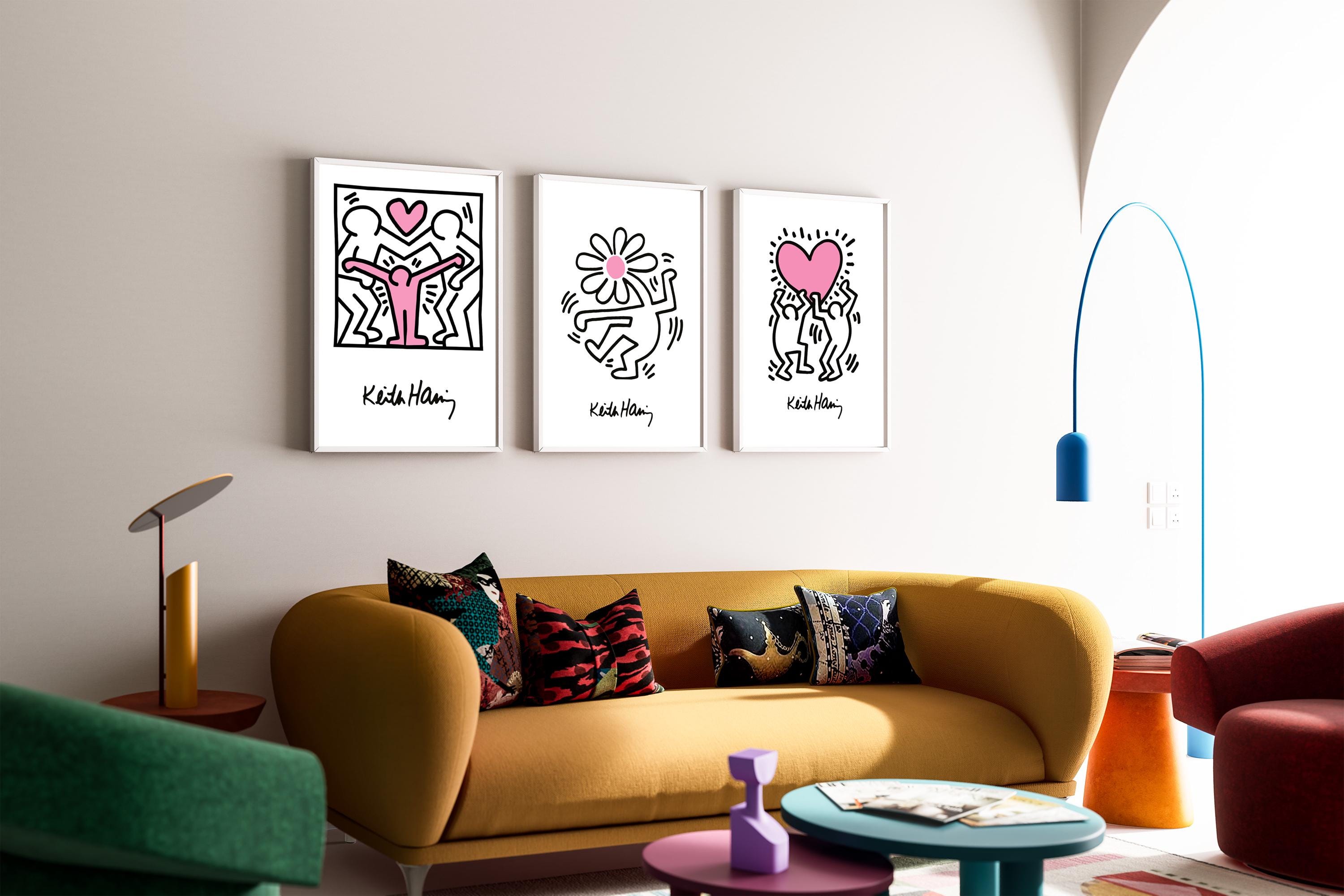Keith Haring Nursery Prints - Set of 3, Pink Baby Room Decor, Funny ...