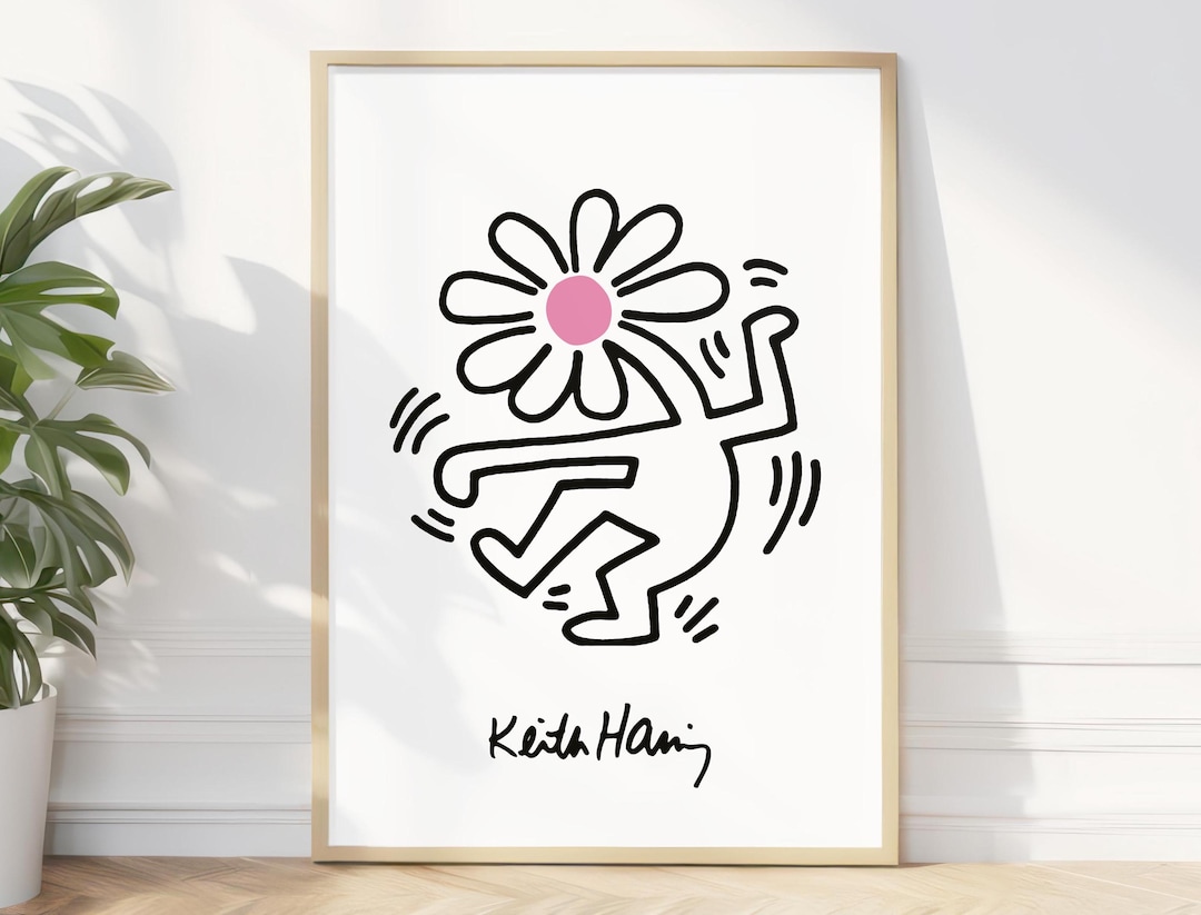 Keith Haring Pink Flower Poster: Trendy Gallery Wall Art Print (digital ...