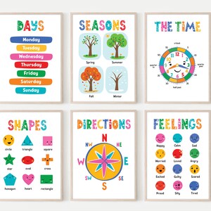 Set of 12 Educational Prints, Rainbow, Classroom Decor, Preschool ...
