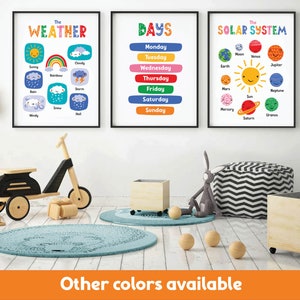 Set of 12 Educational Prints, Rainbow, Classroom Decor, Preschool ...