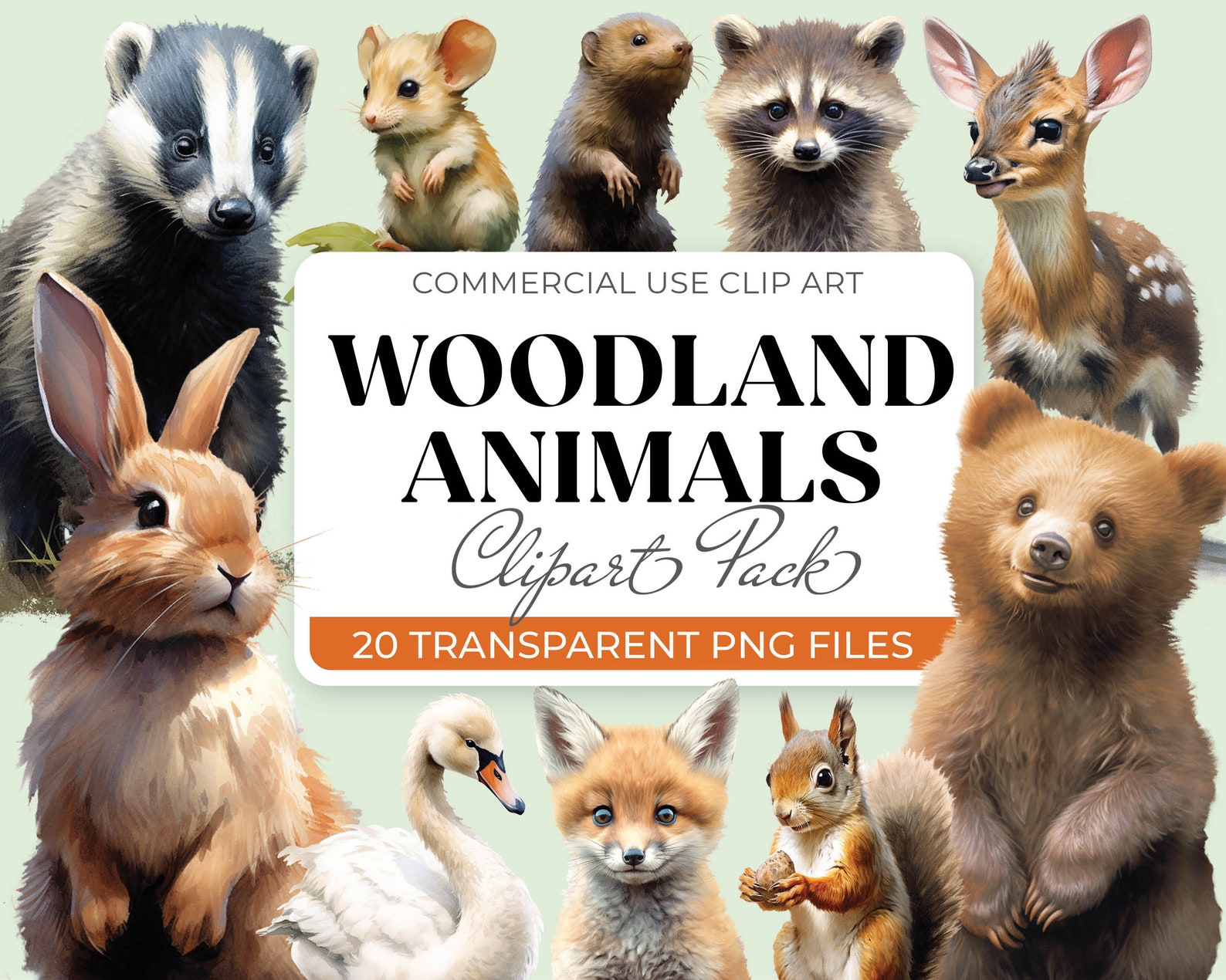 Woodland Animals, Clipart Collection, Illustration, Transparent ...