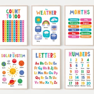 Set of 12 Educational Prints, Rainbow, Classroom Decor, Preschool ...